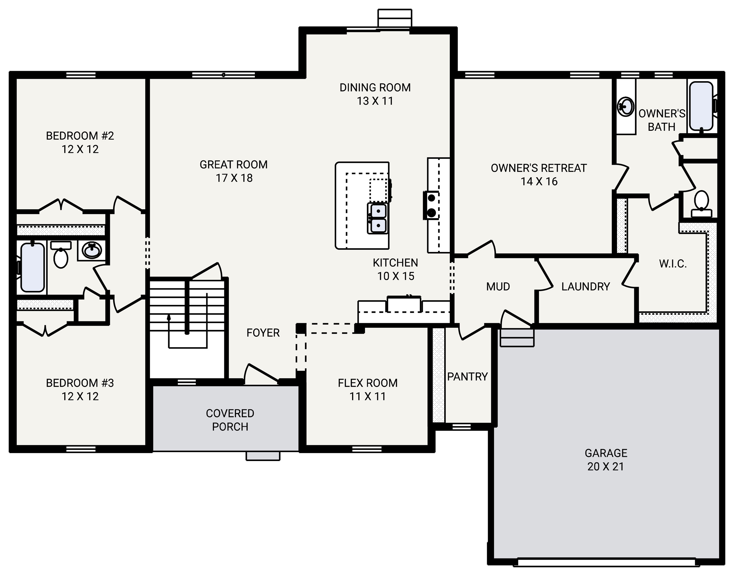 Santa Barbara | 3 Bedroom, 2.0 Bath House Plan - 1900 Sq Ft House Plans